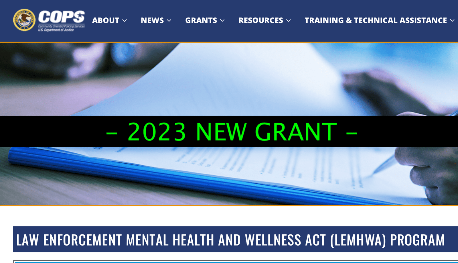 Grant LE Mental Health and Wellness Act (LEMHWA) Program - RITE ACADEMY
